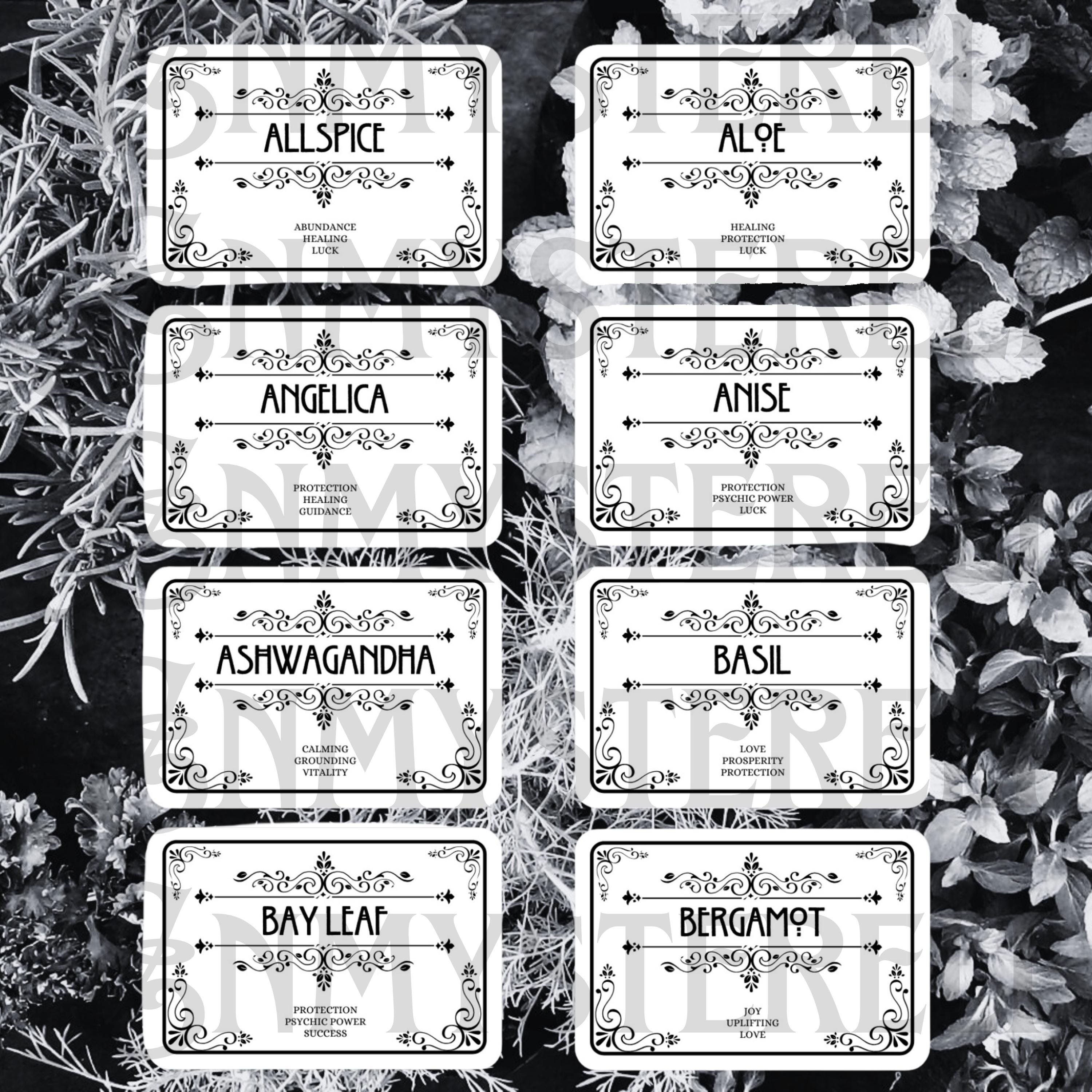 Printable Witchy Apothecary Herb and Spice Jar Labels | Vintage Herbal ...