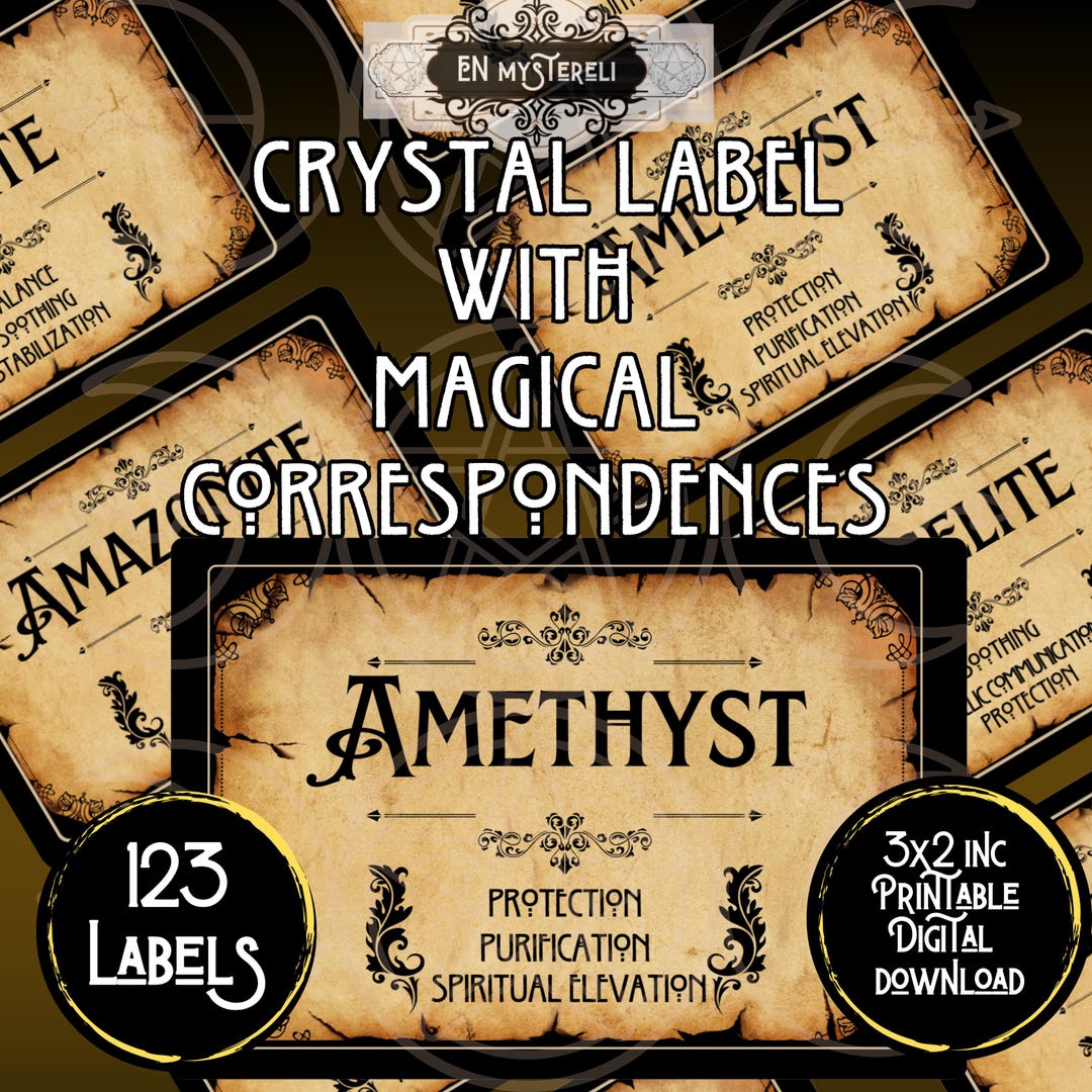 Crystal Cards Set, 123 Printable Crystal Properties Labels, Healing ...