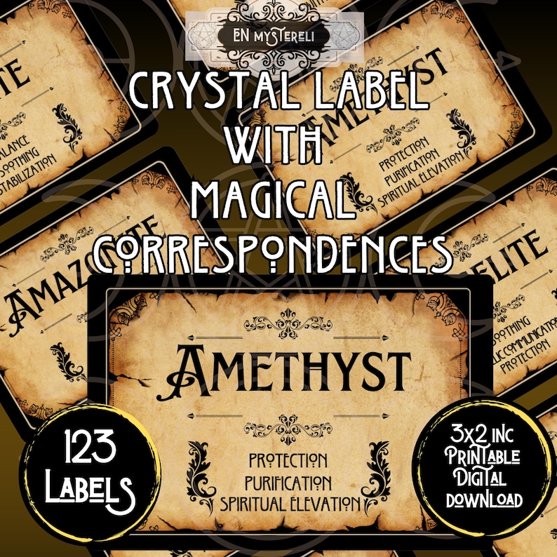 Crystal Cards Set, 123 Printable Crystal Properties Labels, Healing ...