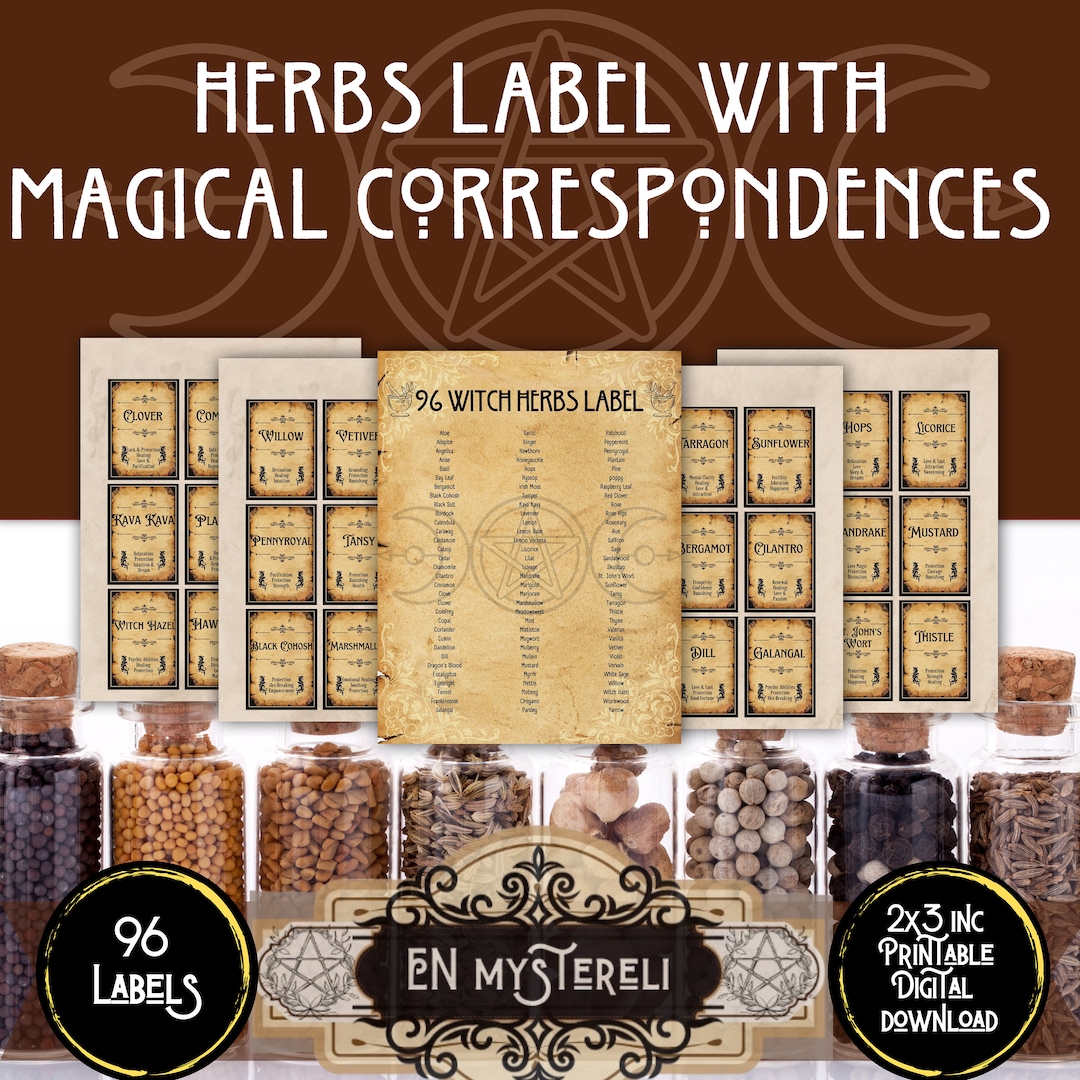 Herbalism, Spice Labels Jar, Witch Apothecary, Herb Label, Wicca Herbs ...