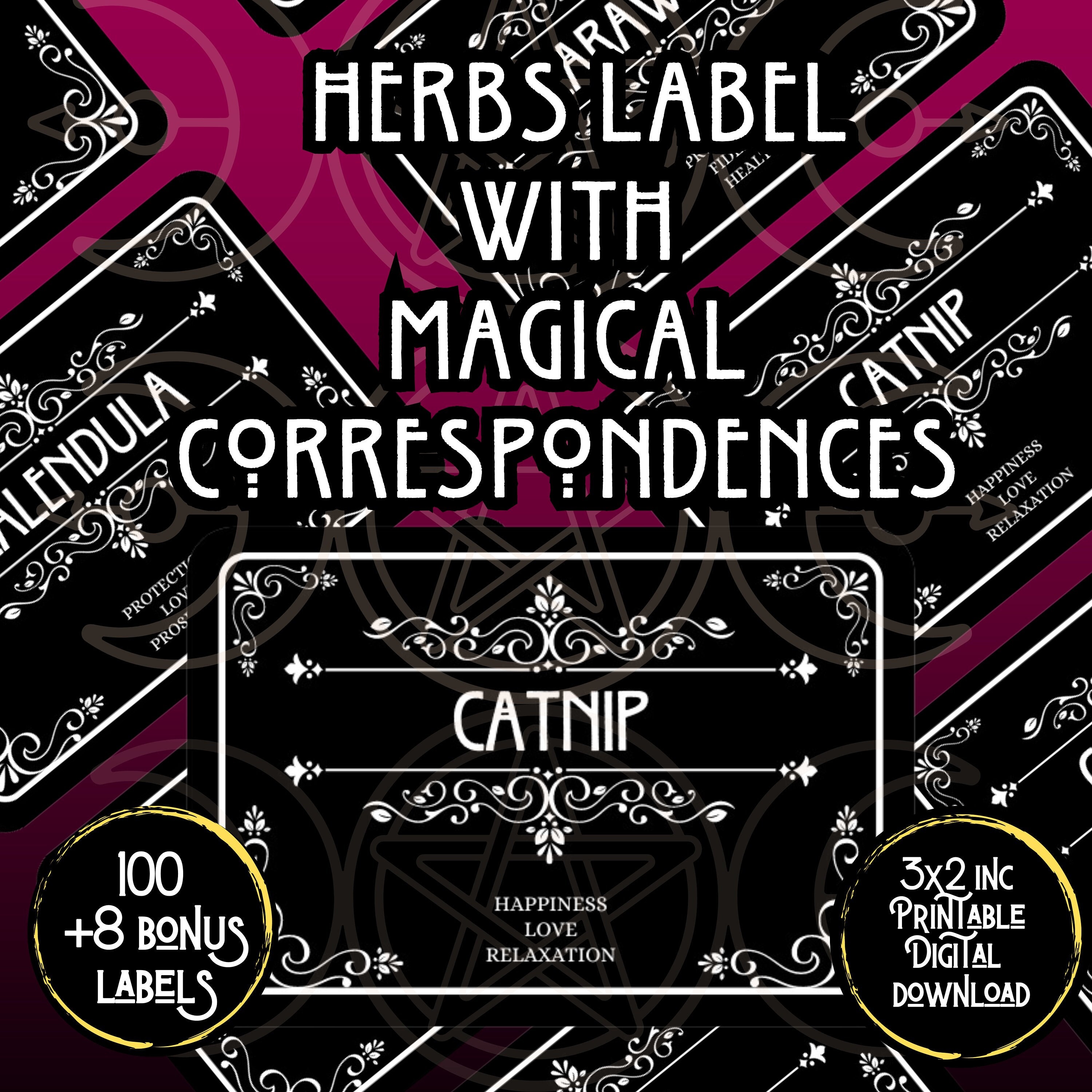 Printable Witchy Apothecary Herb and Spice Jar Labels Vintage Herbal ...