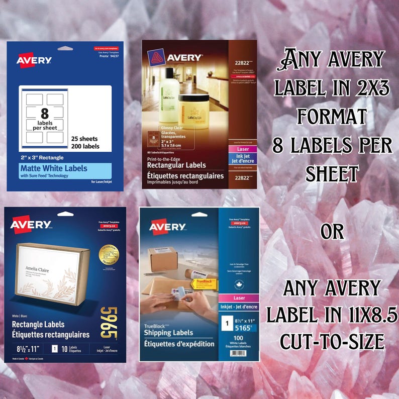 Crystal Cards Set, 123 Printable Crystal Properties Labels, Healing ...