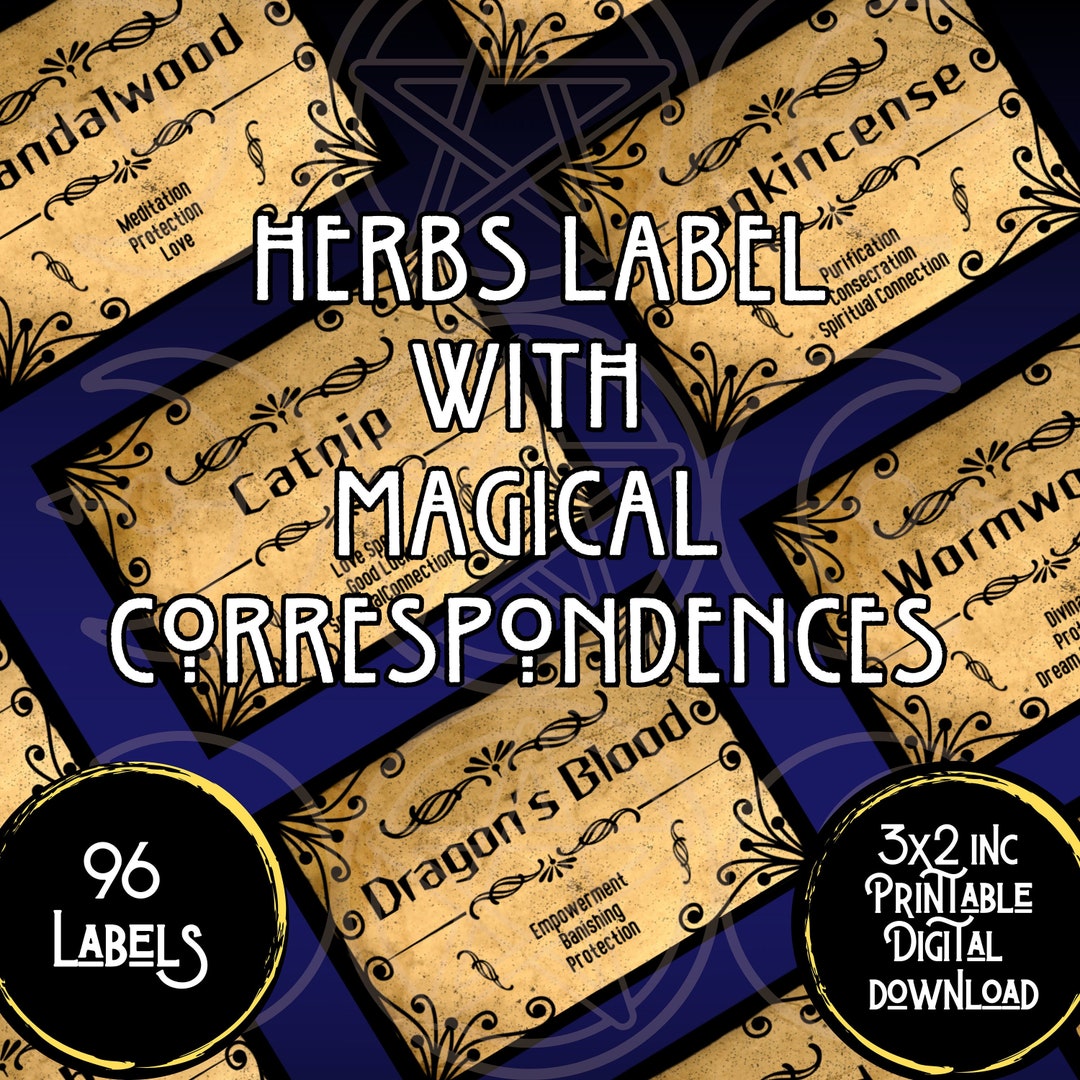 Herbalism, Vintage Spice Labels Jar, Witch Apothecary, Herb Label ...