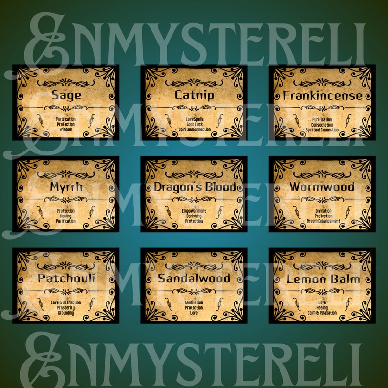 Herbalism, Vintage Spice Labels Jar, Witch Apothecary, Herb Label ...