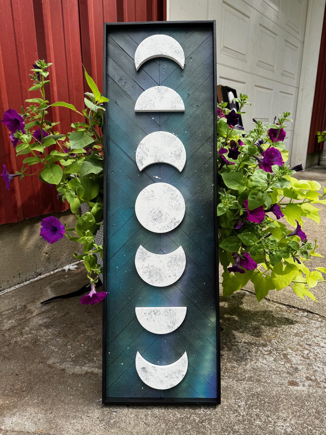 Galaxy Moon Phase - Moon Phase Art - Geometric Wood Art - Etsy