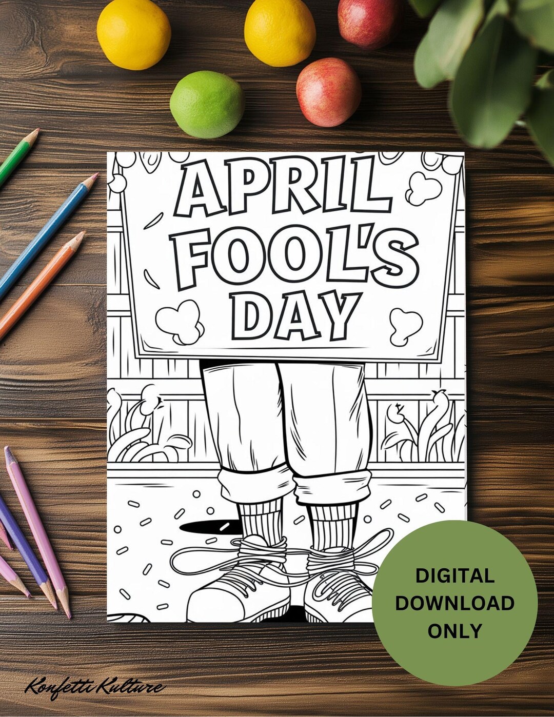 April 1 - April Fool's Day Printable Coloring Page - Etsy