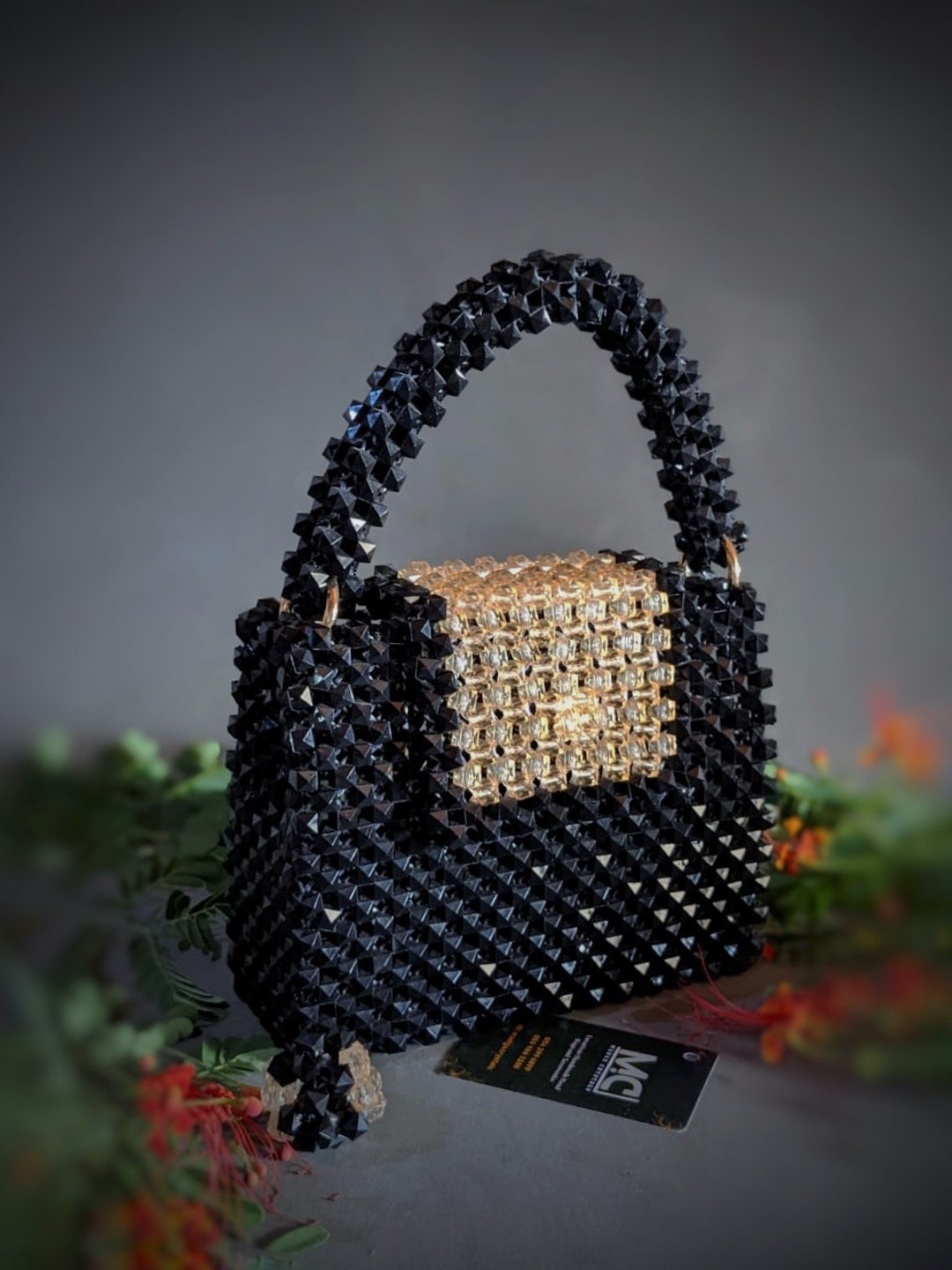 Black Crystals Beaded Bag - Chic Evening Handheld Purse - Handbags ...