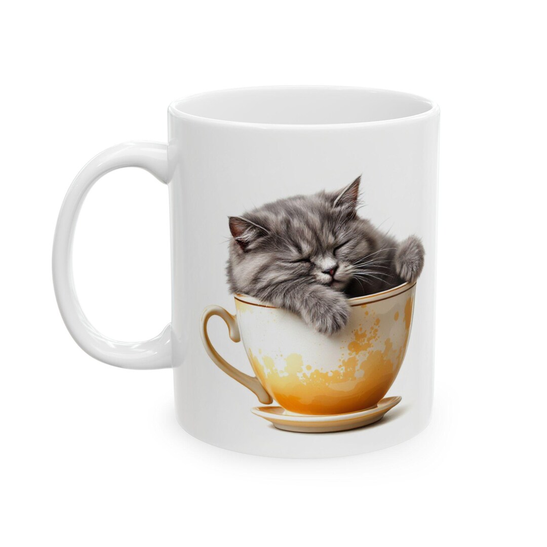 Sleepy Cat Mug, Nap First. Questions Later, Funny Coffee Cup Gift for ...