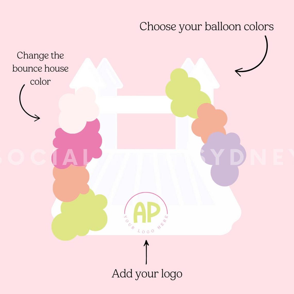 Custom Bounce House Logo, Balloon Business Logo, Party Rental Logo ...