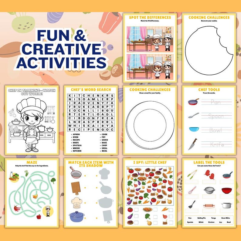 Chef Career Activity Pack for Kids – Printable PDF | Fun Cooking ...
