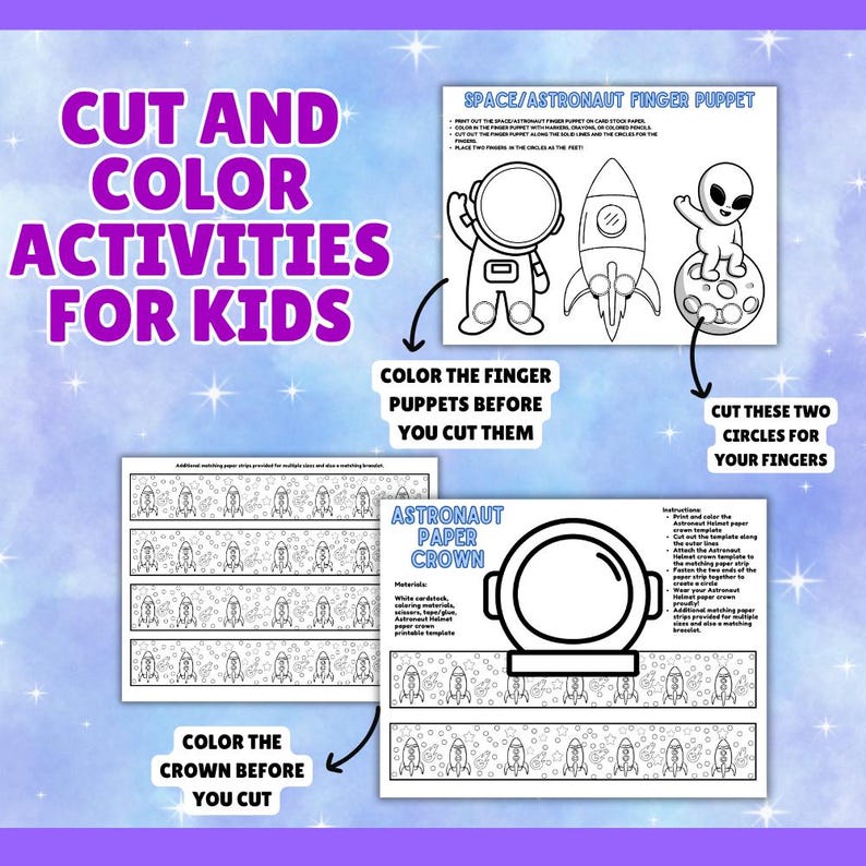 Printable Activity Sheets for Kids| Space Astronaut Activity Pack for ...