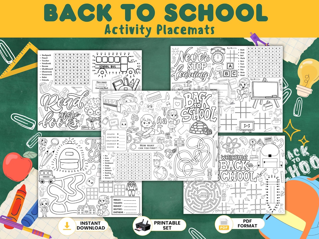 Printable Back-to-school Activity Placemats: Coloring Games ...