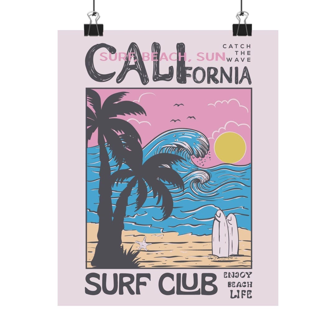 California Surf Club Matte Vertical Posters - Beach Decor, Surfing Wall ...