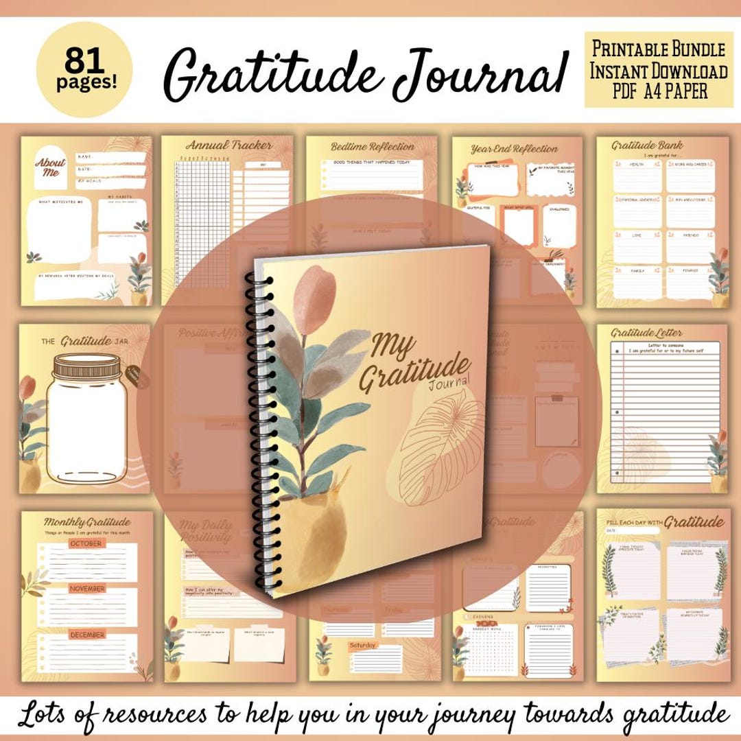 Digital Gratitude Journal Printable | Daily, Weekly, Monthly Prompts ...