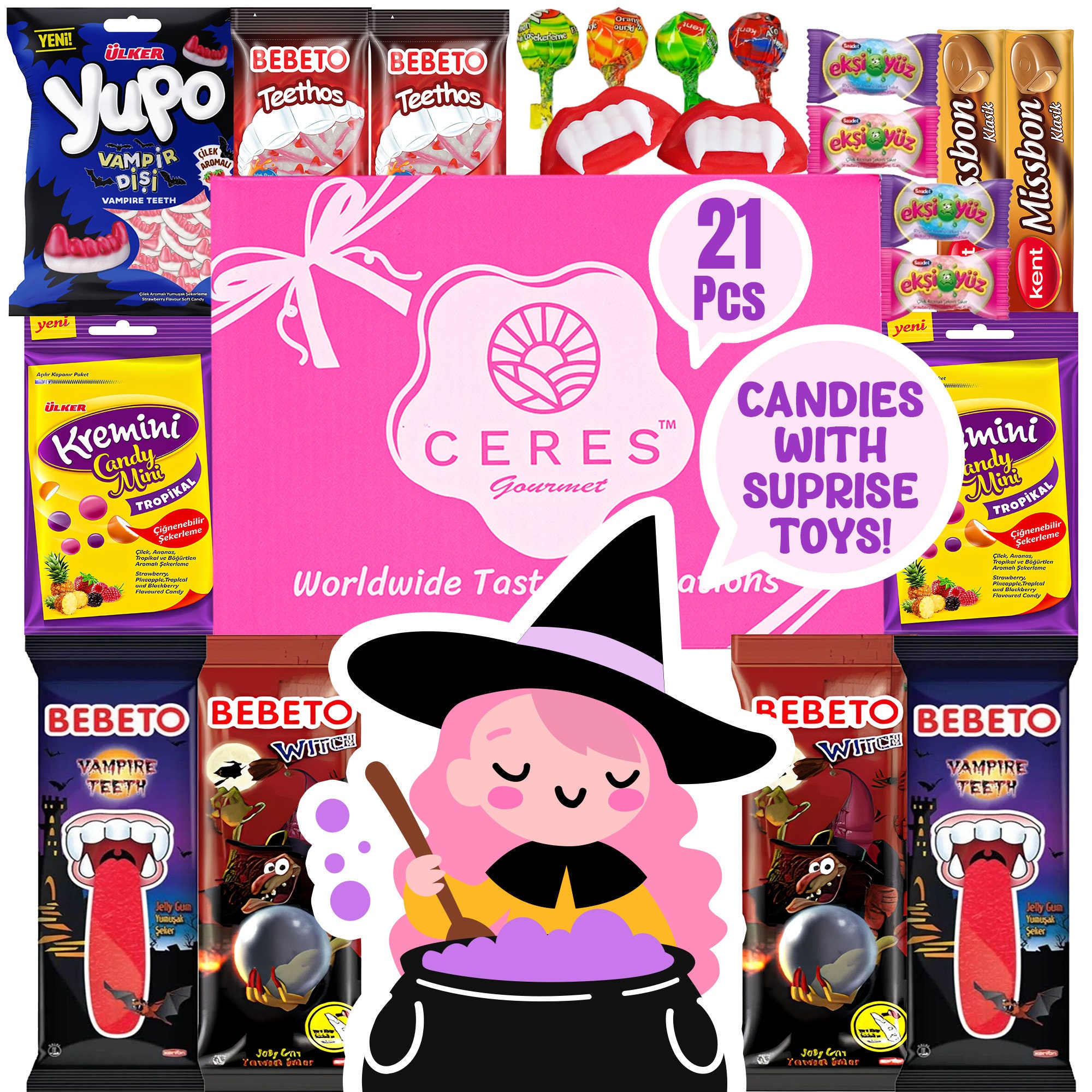 Funny Candy Box Variety Pack 21 Pcs, Vampire Teeth Fangs Witch Fingers ...