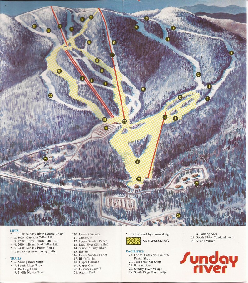 Sunday River - 1980 Trail Map Print Only - Etsy