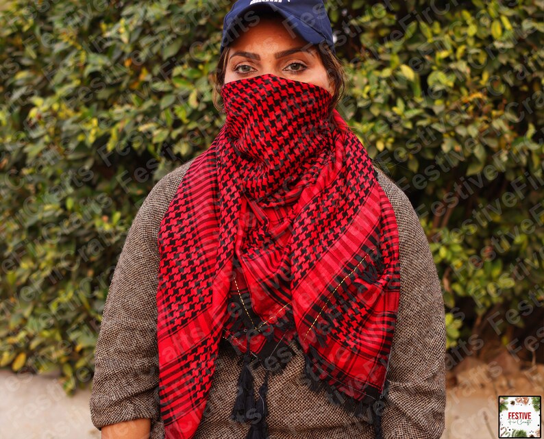 Keffiyeh Palestine Cotton Scarf, Arab Style Shemagh Scarf, Unique ...