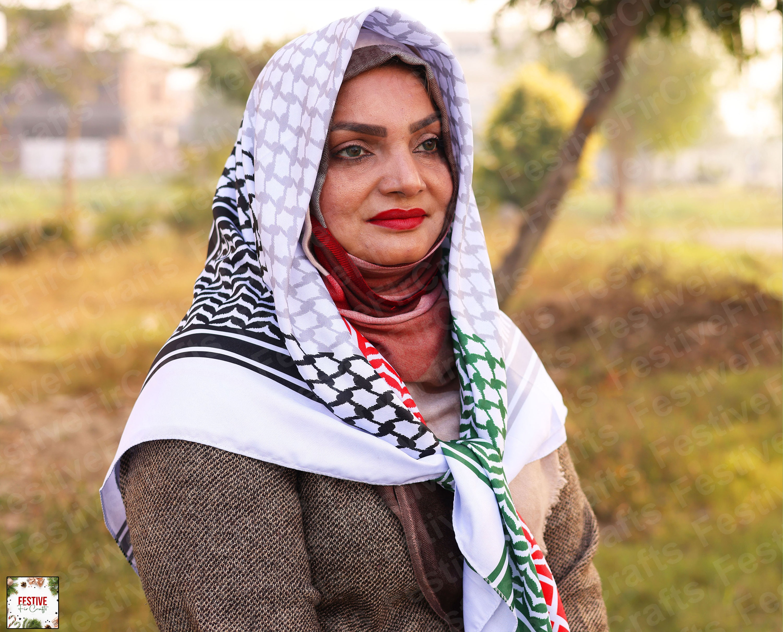 Palestine Flag Keffiyeh Scarf, Arab Style Cotton Shemagh Scarf, Unique ...