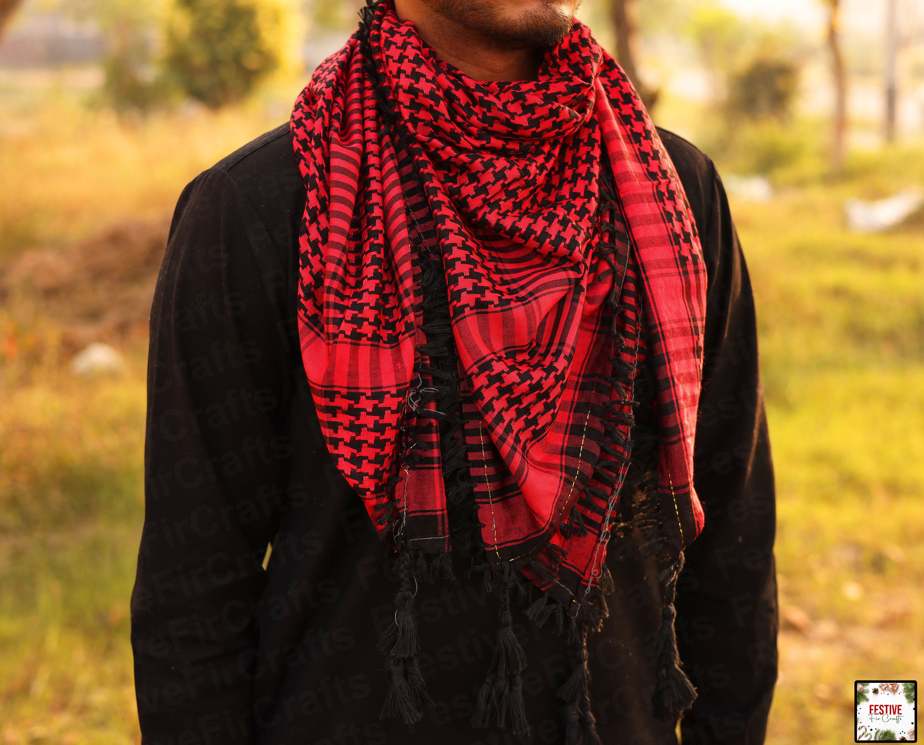 Keffiyeh Palestine Shemagh Scarf, Arab Style Traditional Cotton Scarf ...