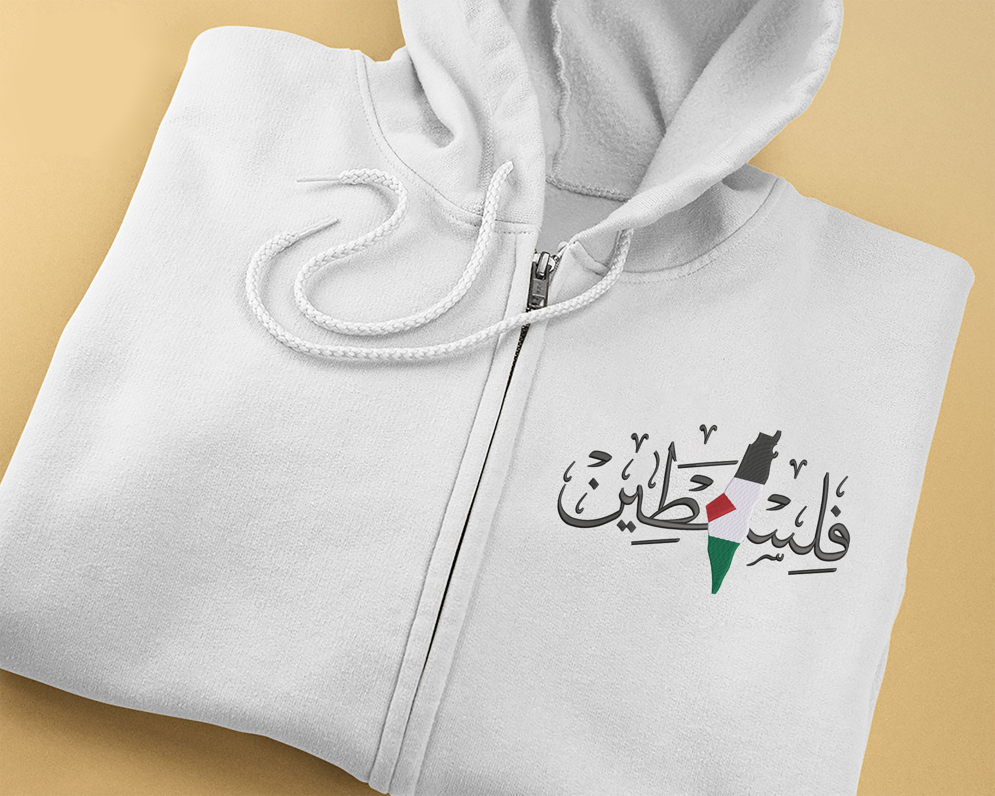 Embroidered Palestine Zip up Hoodies, Palestine Arabic Calligraphy ...