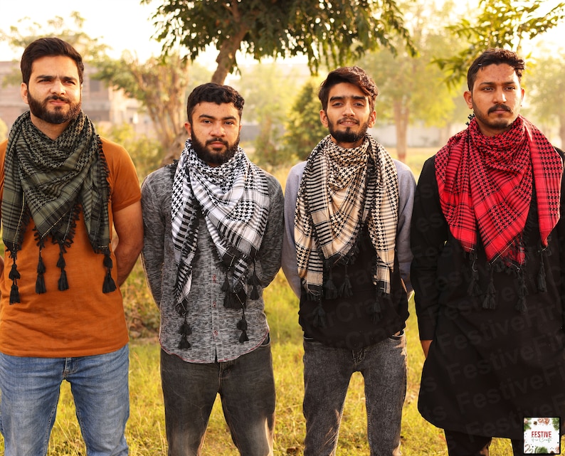 Keffiyeh Palestine Shemagh Scarf, Arab Style Traditional Cotton Scarf ...