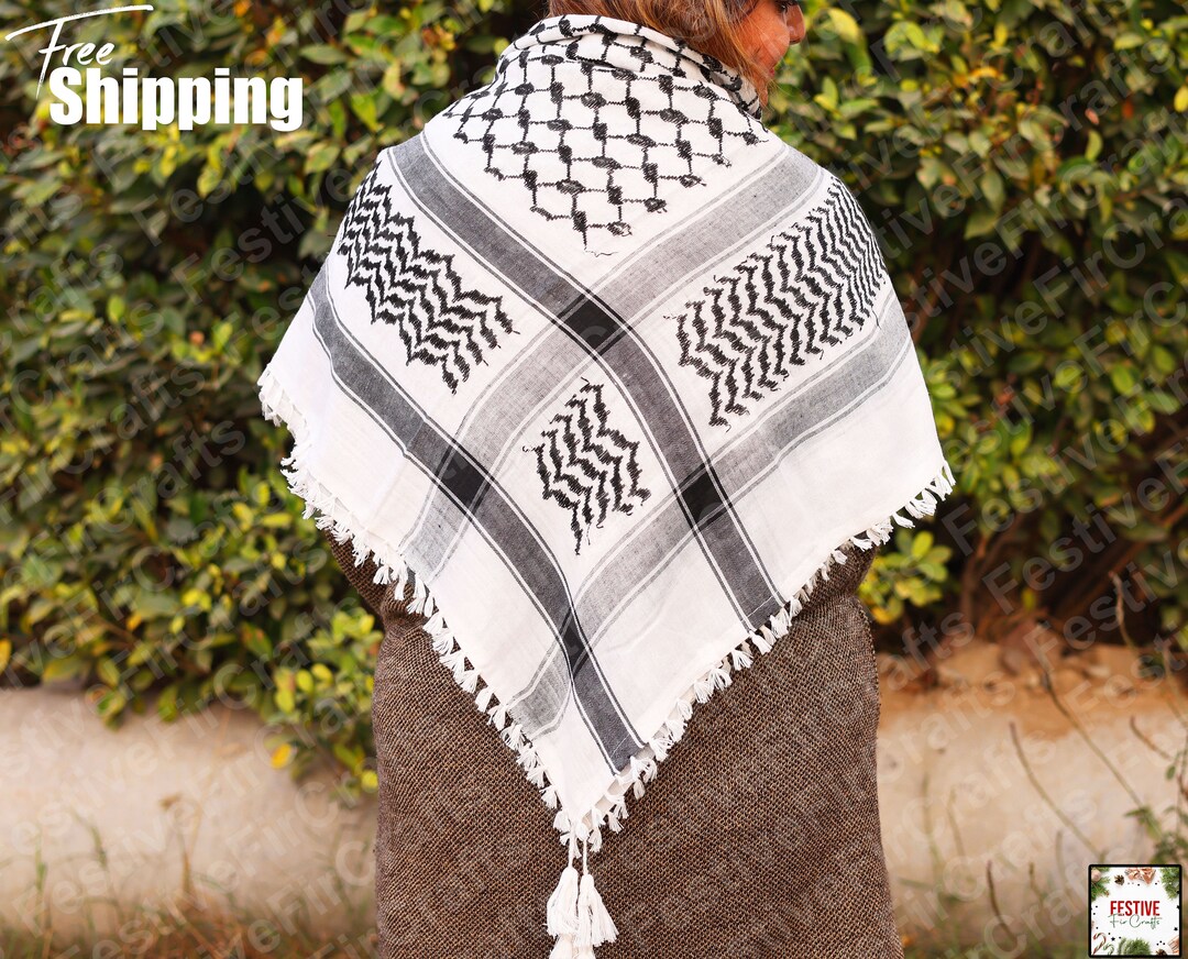 Keffiyeh Palestine Cotton Scarf, Arab Style Shemagh Scarf, Unique ...