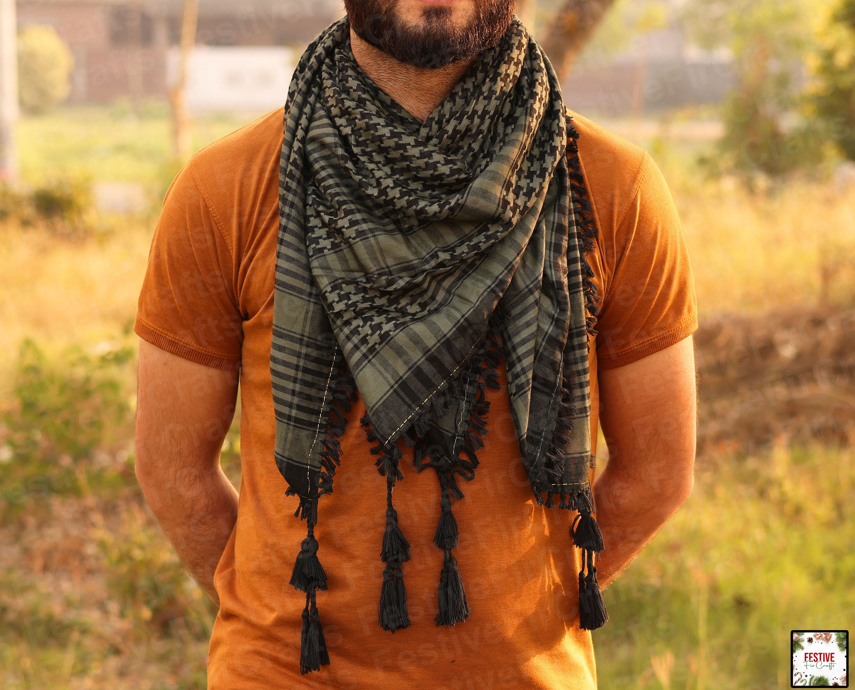 Keffiyeh Palestine Shemagh Scarf, Arab Style Traditional Cotton Scarf ...