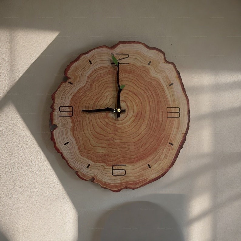 Tree Trunk Wall Clock Wood Log Clock Branch Hour Hand Unique Design ...