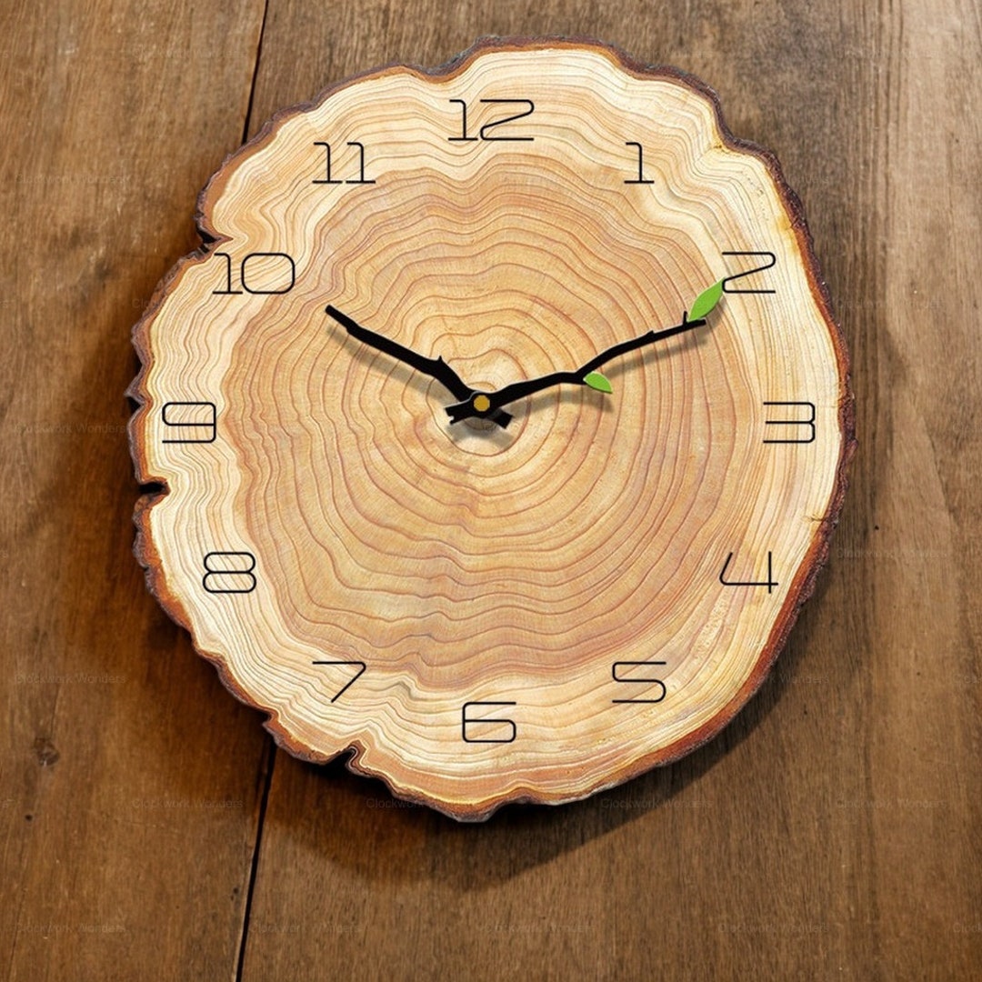 Tree Trunk Wall Clock Wood Log Clock Branch Hour Hand Unique - Etsy ...