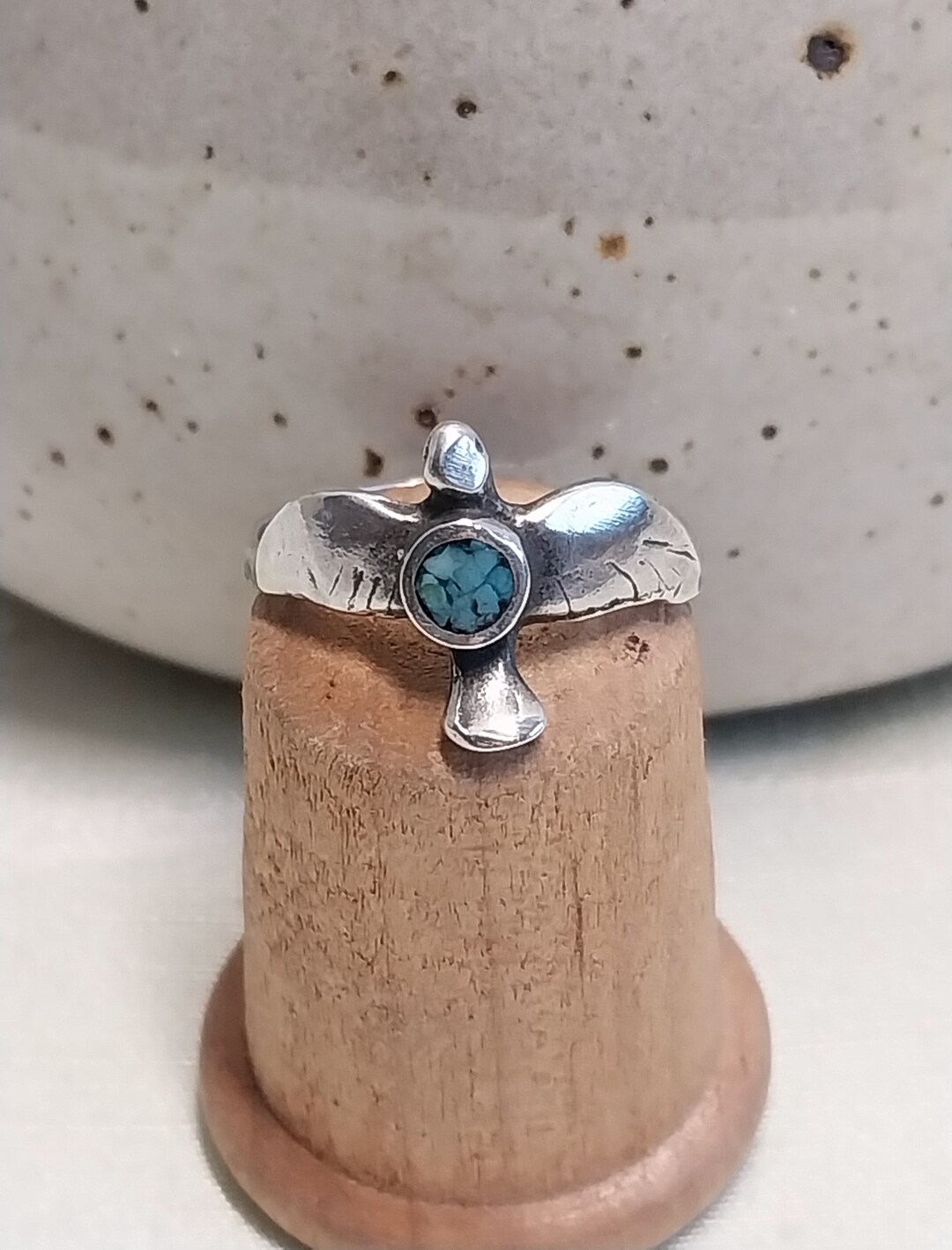 Dove Ring Turquoise Chips Size 5 Vintage Sterling Silver Bezel Set ...