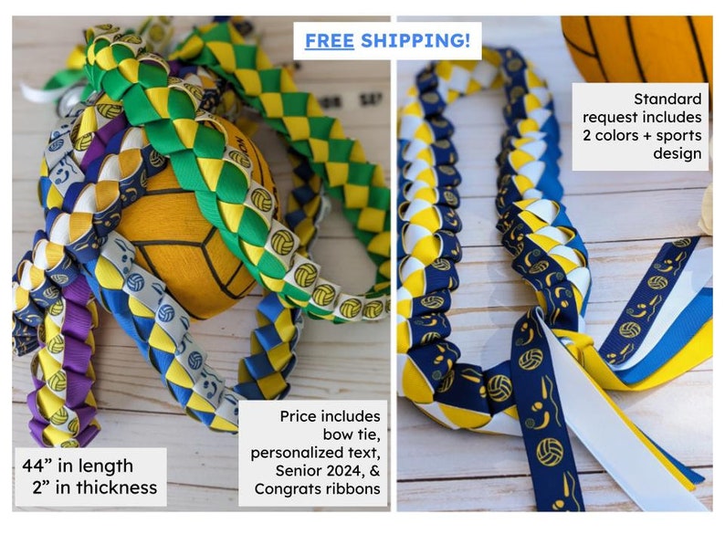 Water Polo Senior Lei, Custom Ribbon Graduation Necklace (senior Night ...