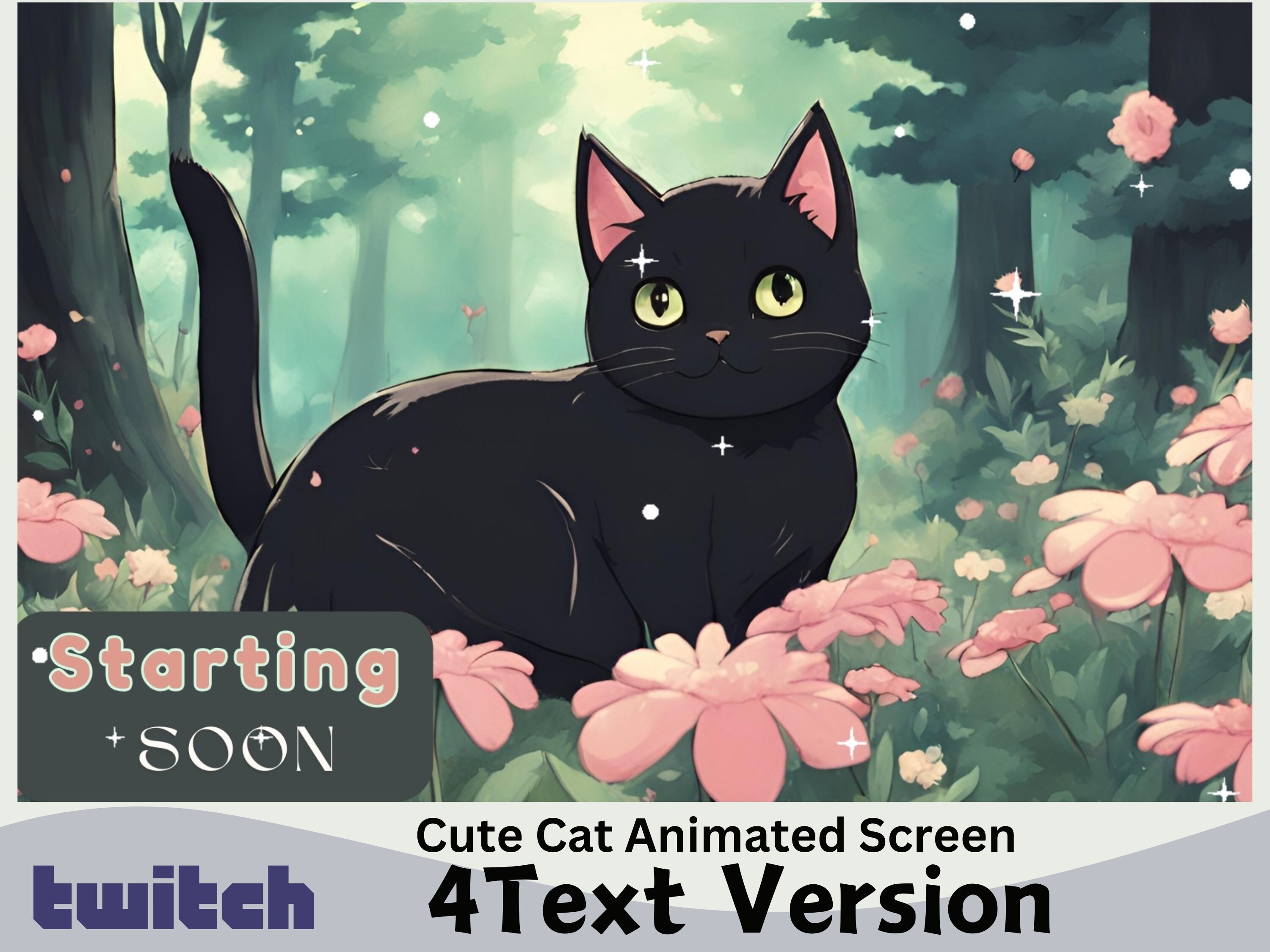 4 Animated Lofi Twitch Screens Overlay Cat Animated Starting Soon ...