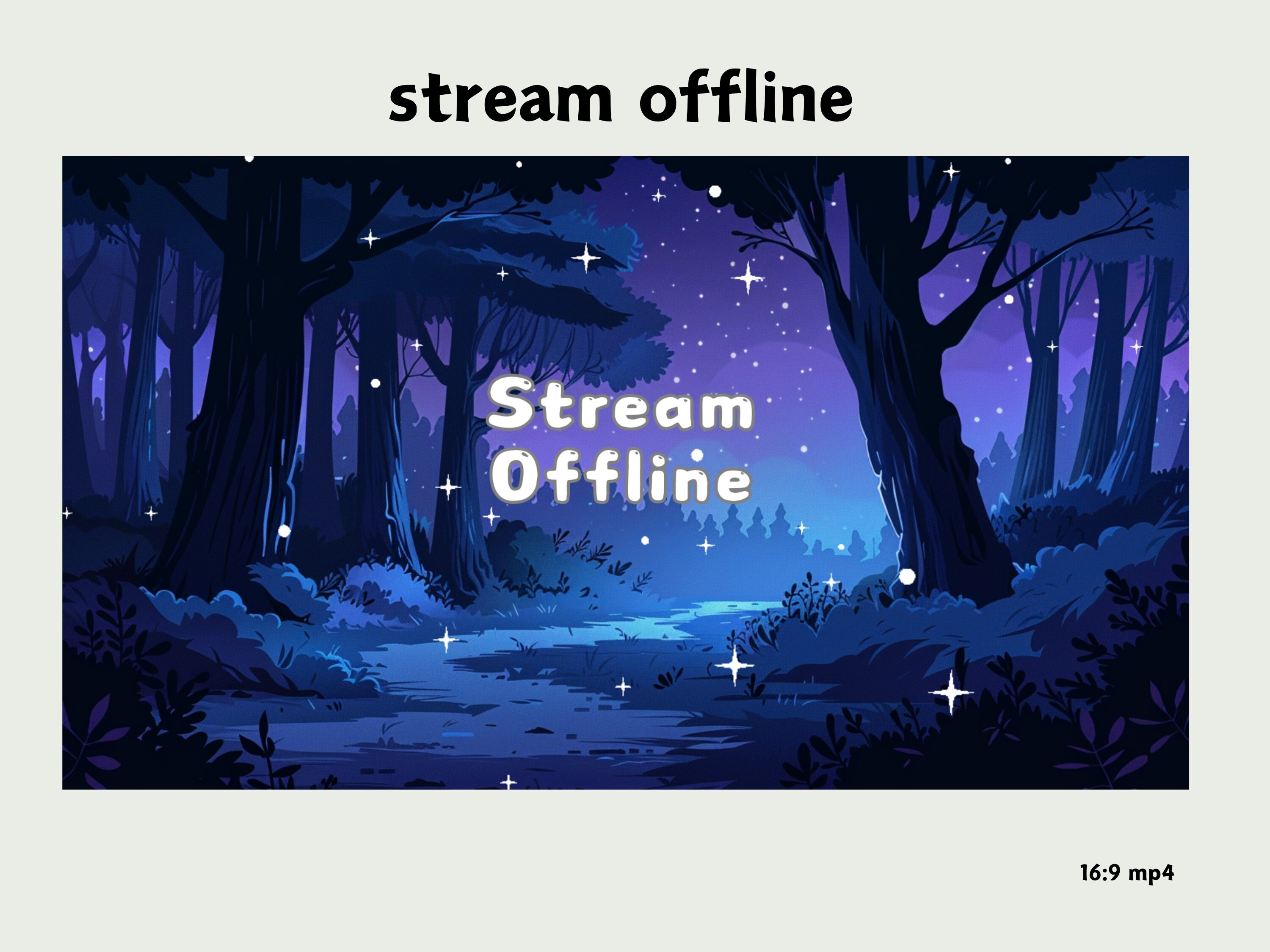 Purple and Blue Night Forest Twitch Screen Digital Overlays for Stream ...