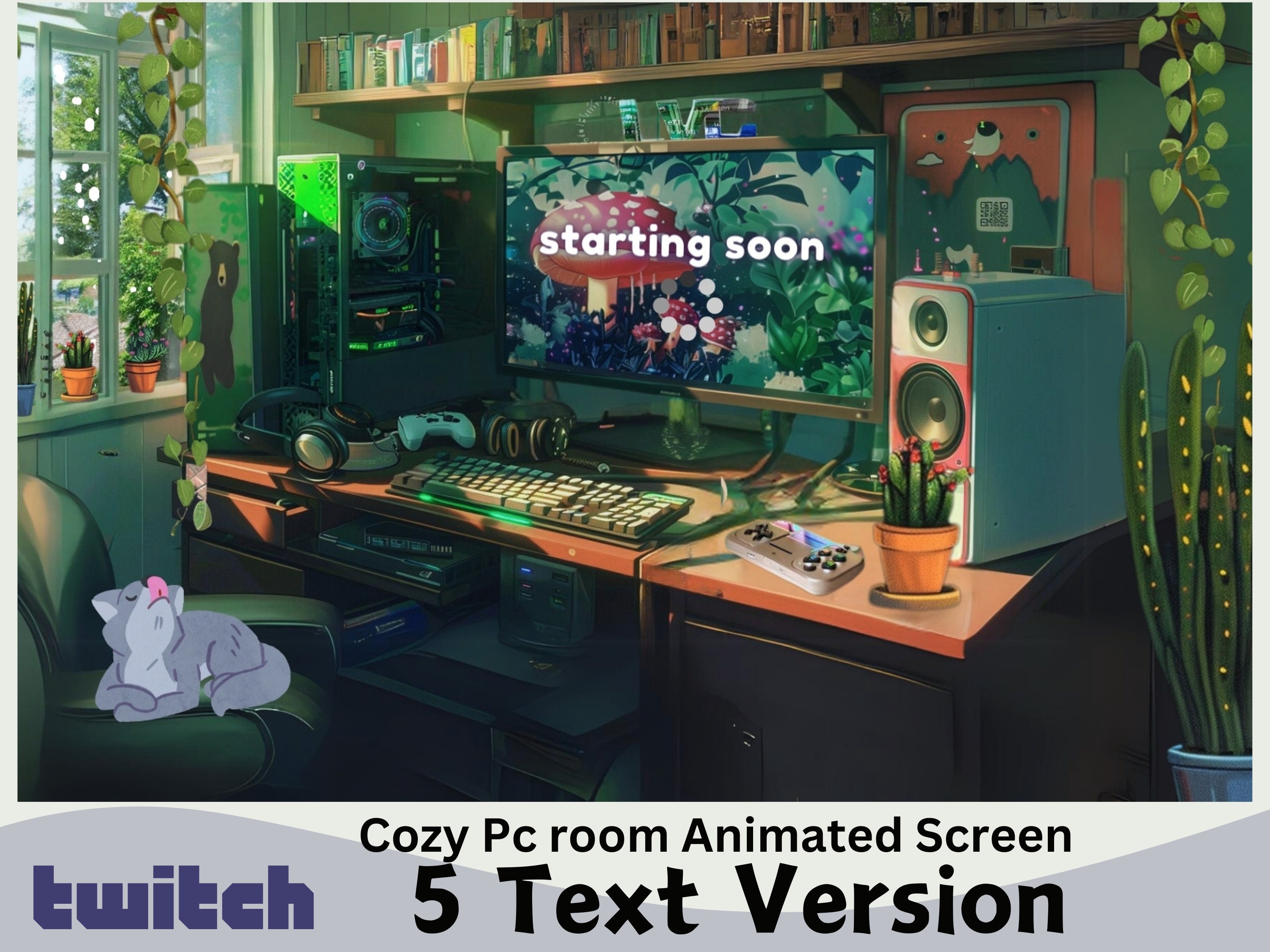 Animated Mushroom Stream Screen Gaming Twitch Scene, Stream Starting ...