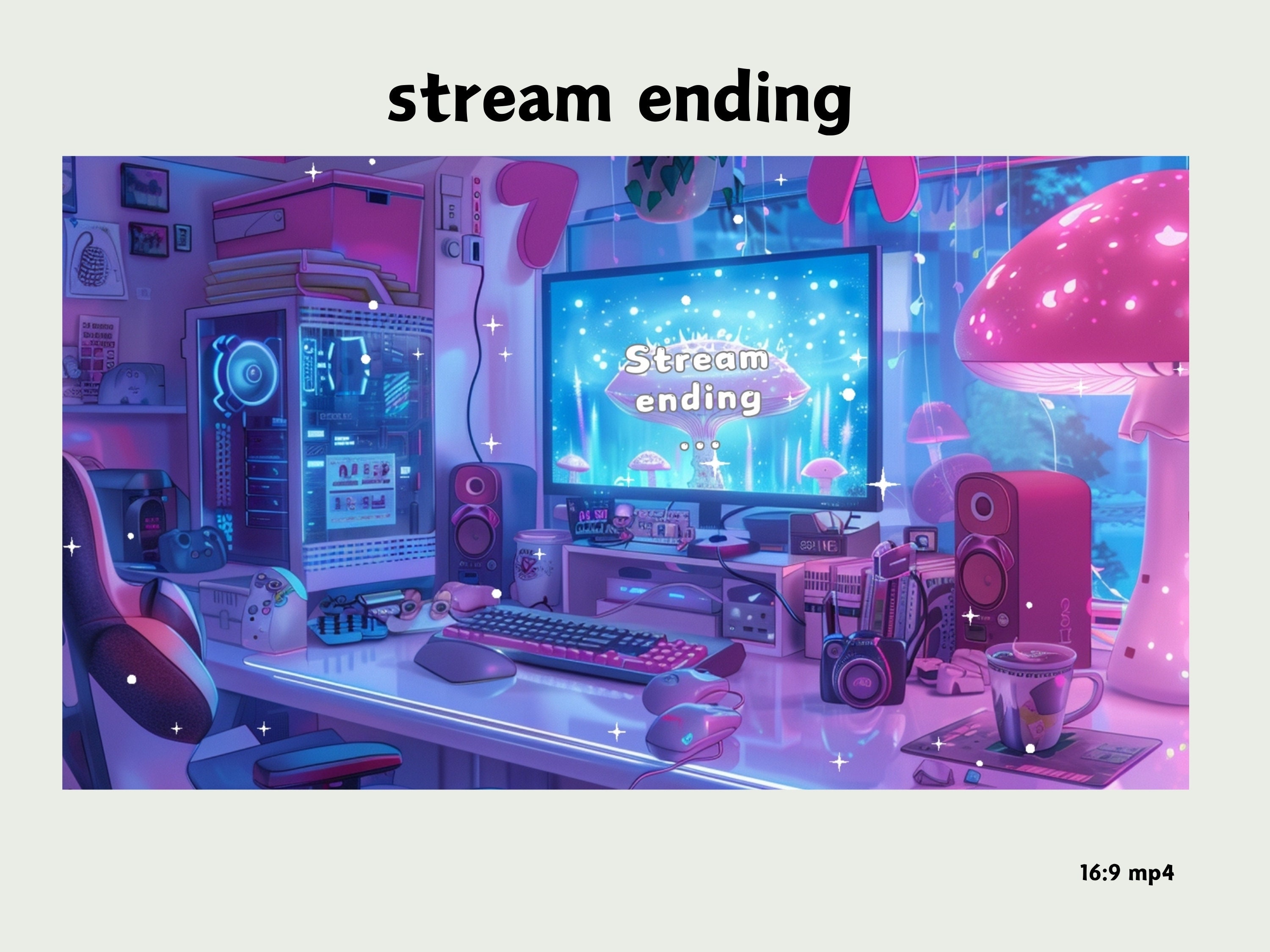 Animated Mushroom Stream Screen Gaming Twitch Scene, Stream Starting ...