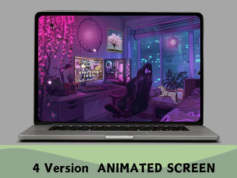 Animated Cozy Room Stream Screen Gaming Twitch Scene, Stream Starting ...