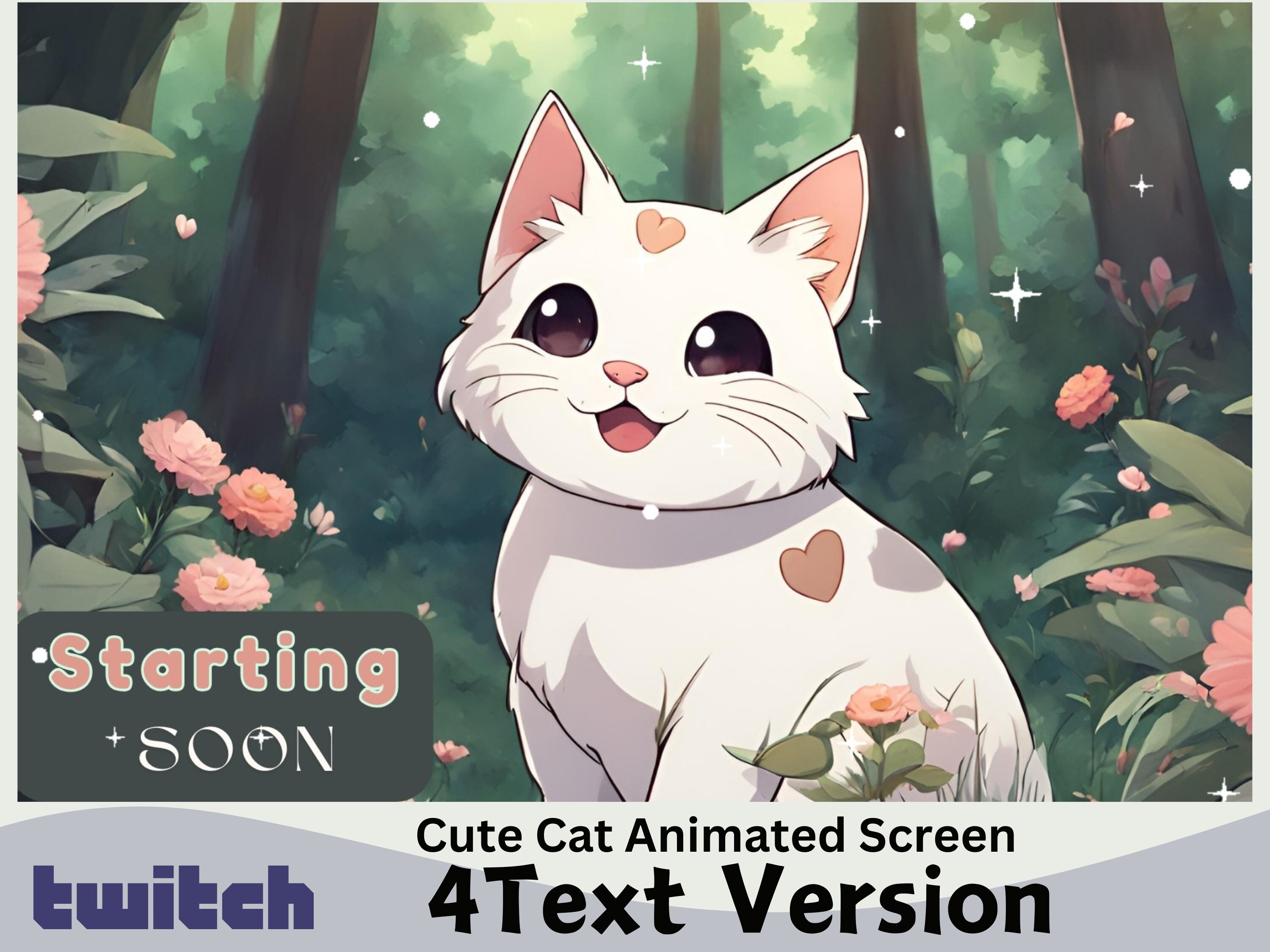 Twitch Overlay Cat Animated Starting Soon Loading Be Right Back Stream ...