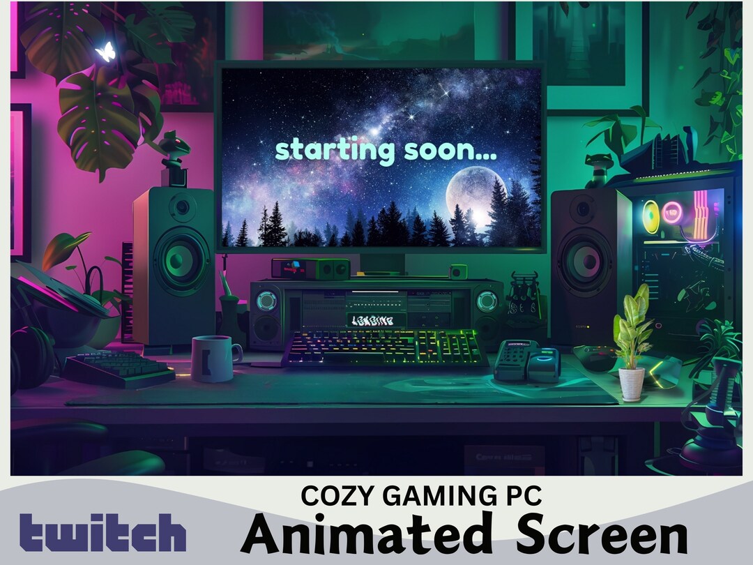 Animated Cozy Room Stream Screen Gaming Twitch Scene, Stream Starting ...