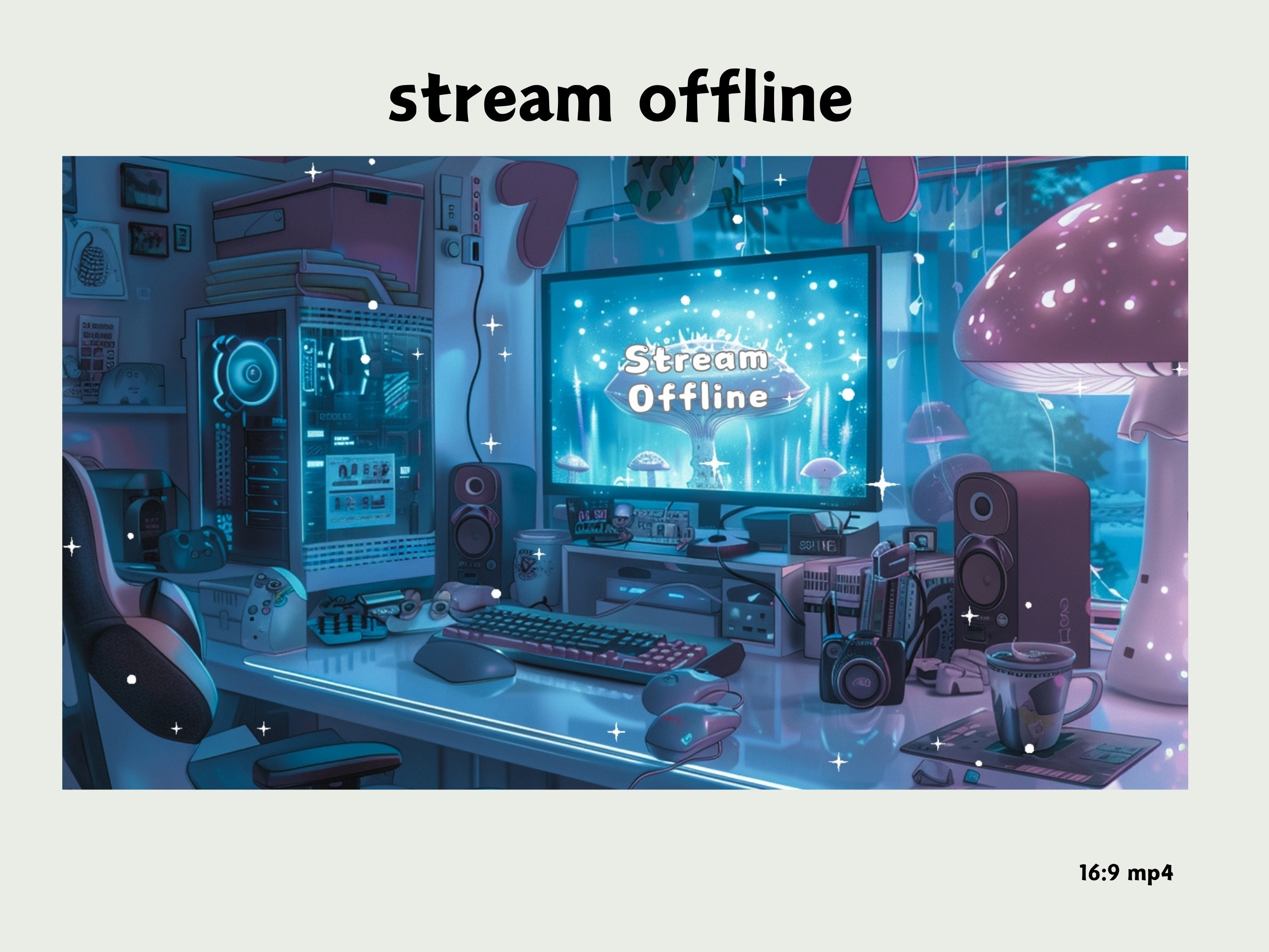 Animated Mushroom Stream Screen Gaming Twitch Scene, Stream Starting ...