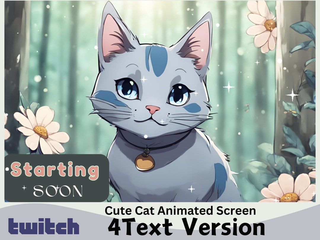 Cat Twitch Scene Starting Soon Screen Twitch Overlay Cat Animated ...
