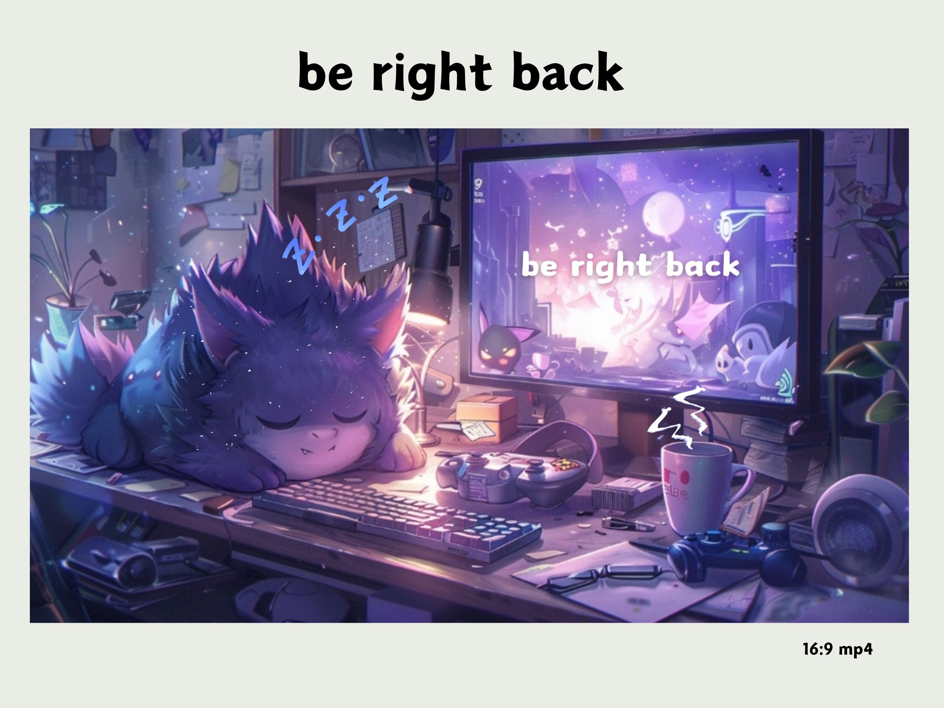 Animated Gengar Lofi Gaming Desk Twitch Scene, Stream Starting Soon, Be Right Back, Gengar ...