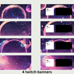Celestial Animated Starting Soon Screen Twitch Overlay Pink Purple ...