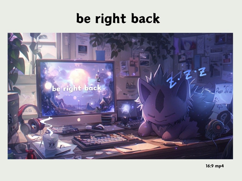 Animated Gengar Lofi Gaming Desk Twitch Scene, Stream Starting Soon, Be ...