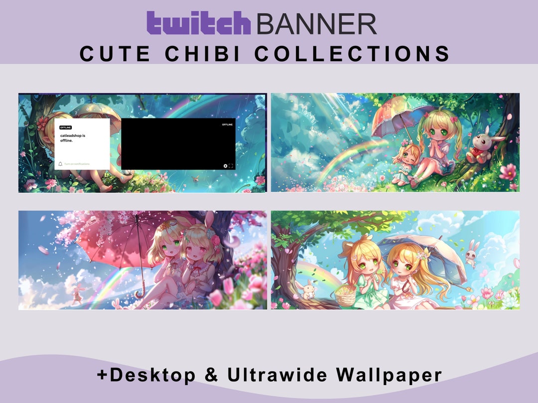 Enchanting Chibi Twitch Banner Cute Digital Art for Streamers Chibi ...