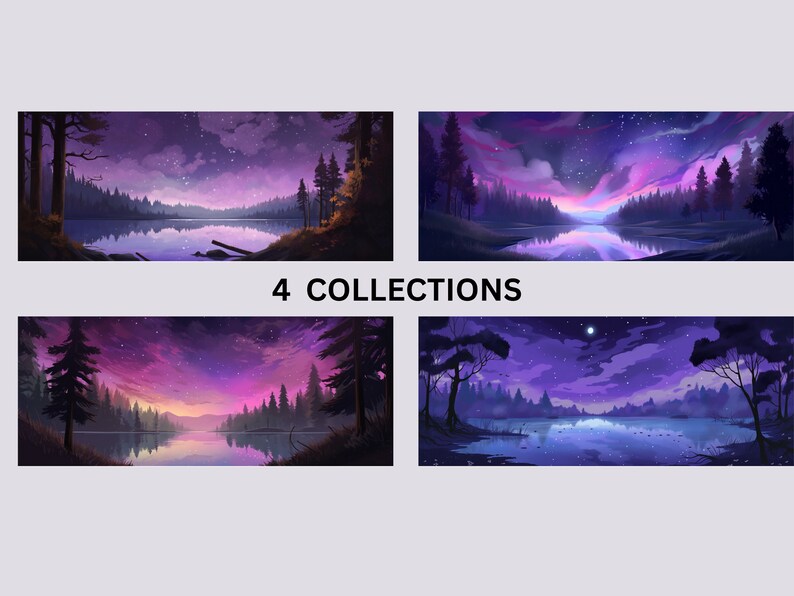 Starry Night Purple Twitch Stream Banner Purple Forest Wallpaper ...