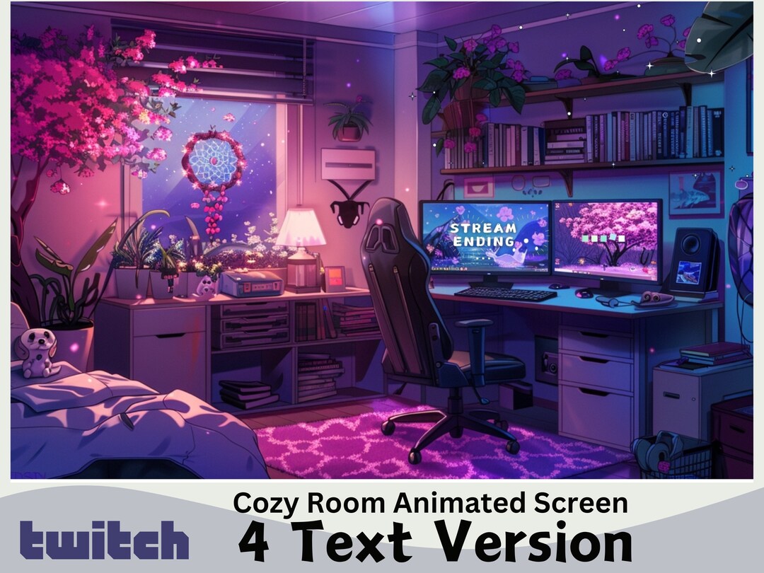 Tela animada de transmissão de sala aconchegante Cena do Twitch para ...