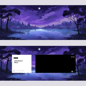 Starry Night Purple Twitch Stream Banner Purple Forest Wallpaper ...