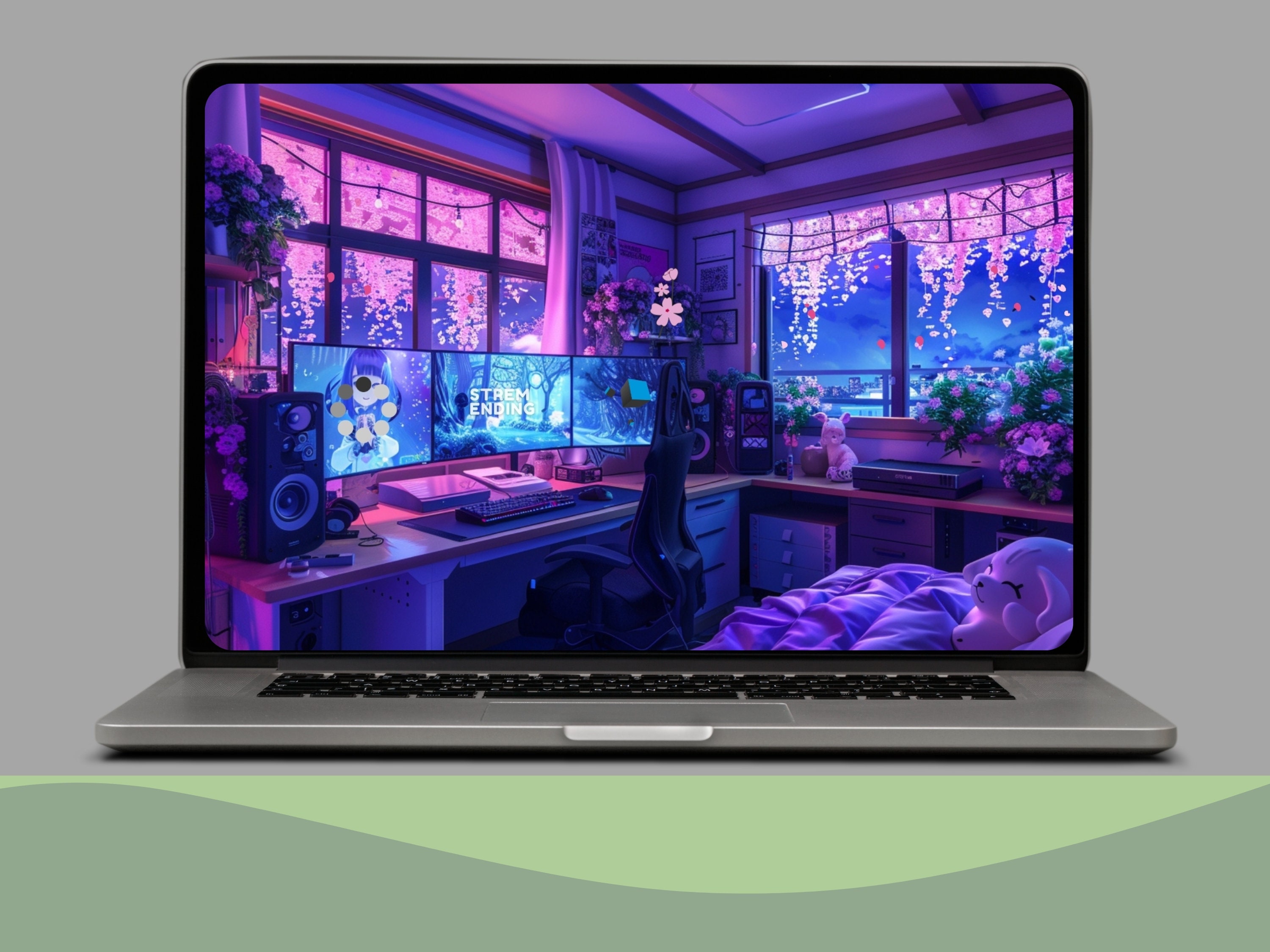 Animated Twitch Screens Cherry Blossom PC Room, Animated Cozy Room ...