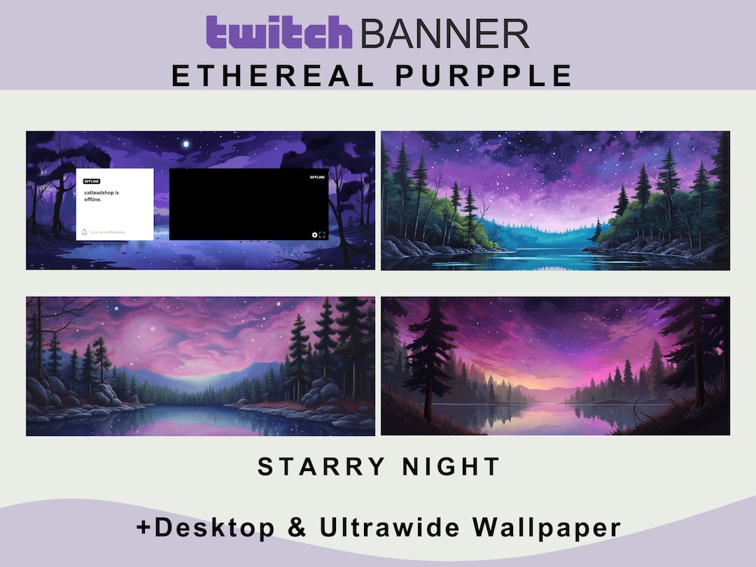 Starry Night Purple Twitch Stream Banner Purple Forest Wallpaper ...