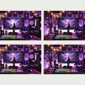 Animated Gengar Lofi Gaming Desk Twitch Scene, Stream Starting Soon, Be ...